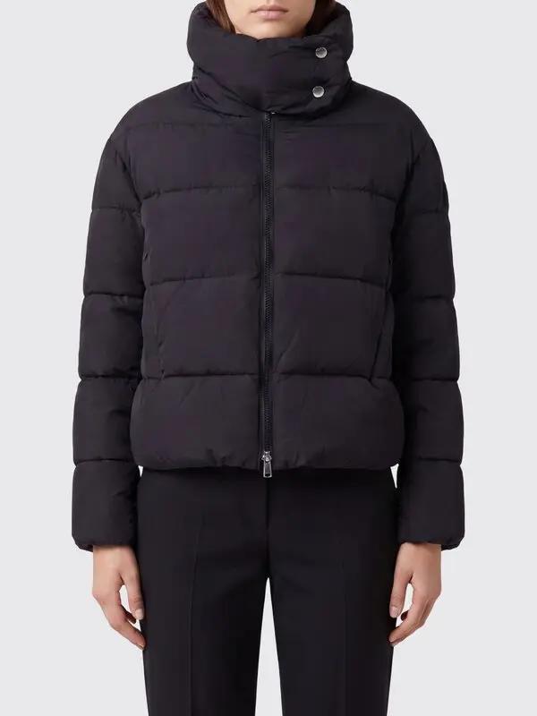 Pinko Giza Quilted Nylon Short Puffer Jacket With High Neck And Love Birds Logo - Black