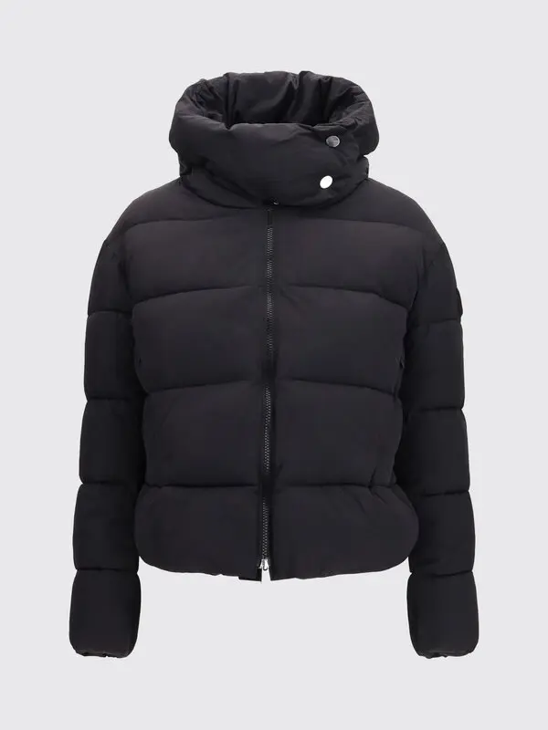 Pinko Giza Quilted Nylon Short Puffer Jacket With High Neck And Love Birds Logo - Black