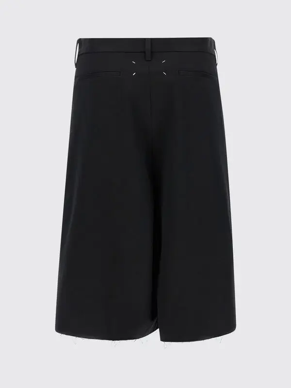 MAISON MARGIELA High-waisted Cotton Wrap Shorts With Frayed Hem