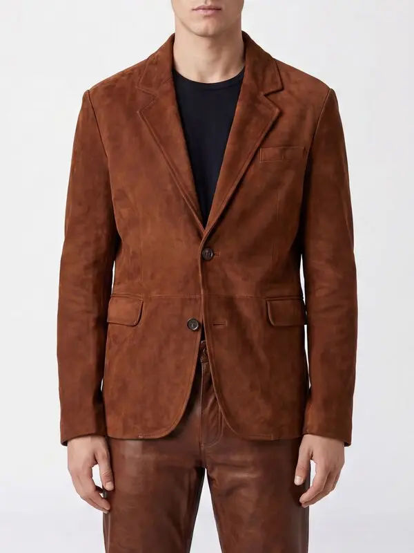 GOLDEN GOOSE Suede Leather Blazer With Classic Lapels