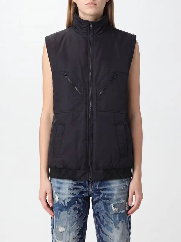MAISON MARGIELA Technical Nylon Gilet With High Neck And Zip Closure - Black