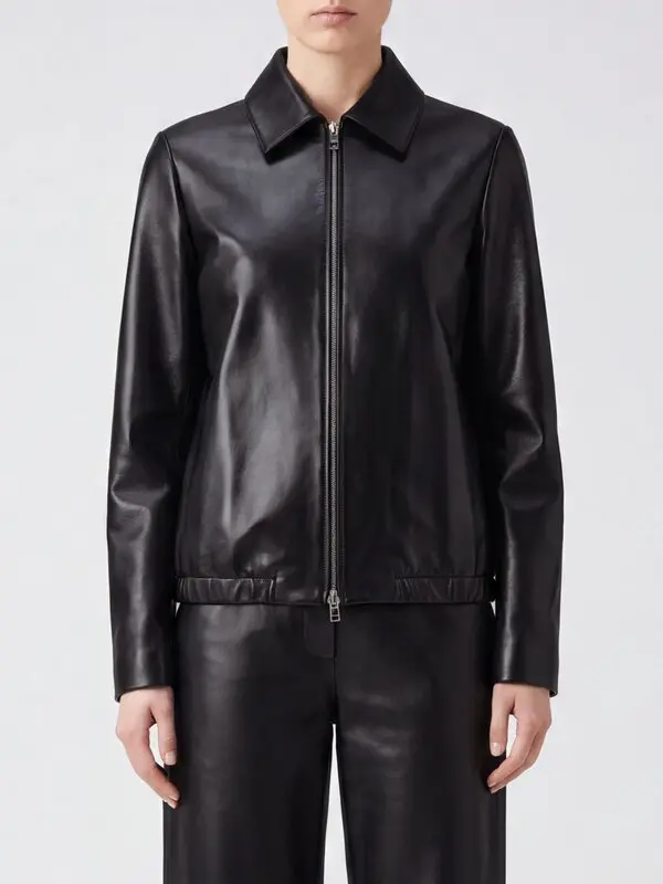 Khaite Cropped Lambskin Shirt-style Jacket With Zip Closure