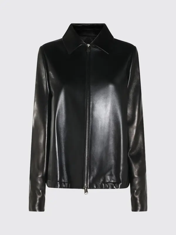 Khaite Cropped Lambskin Shirt-style Jacket With Zip Closure