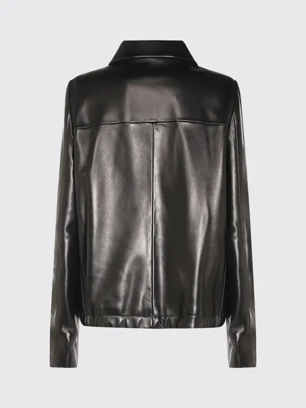 Khaite Cropped Lambskin Shirt-style Jacket With Zip Closure