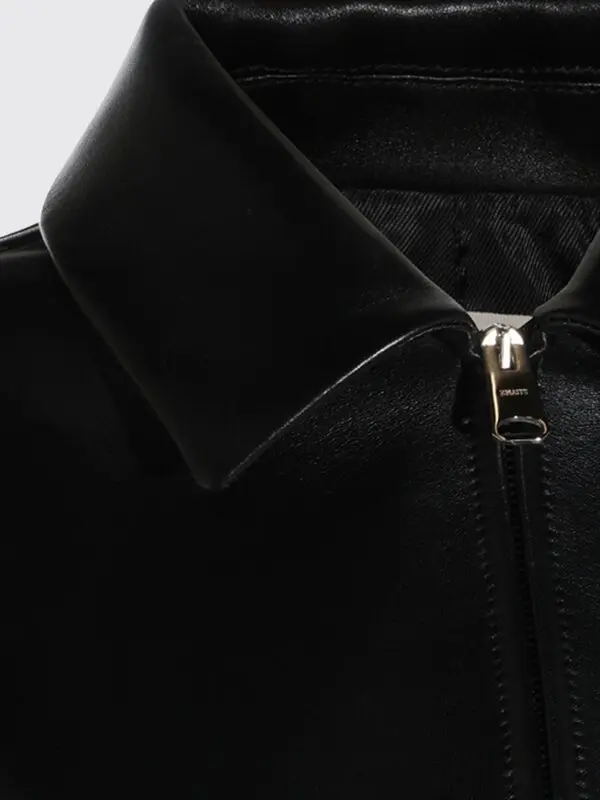 Khaite Cropped Lambskin Shirt-style Jacket With Zip Closure