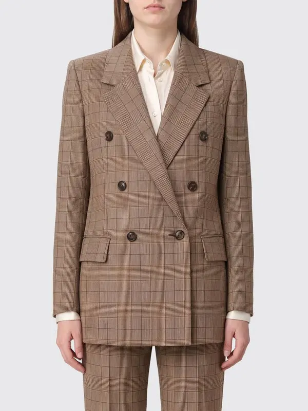 Chloé Prince Of Wales Double-breasted Blazer In Pure Wool