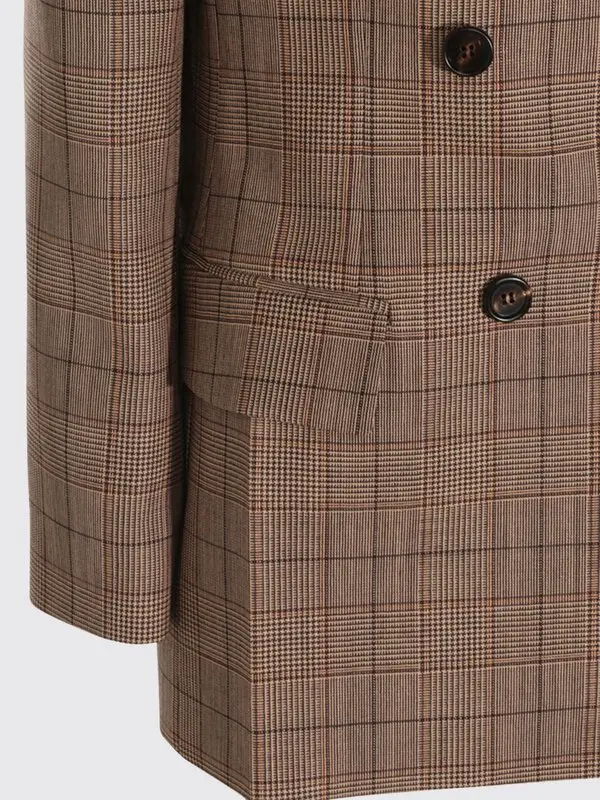 Chloé Prince Of Wales Double-breasted Blazer In Pure Wool