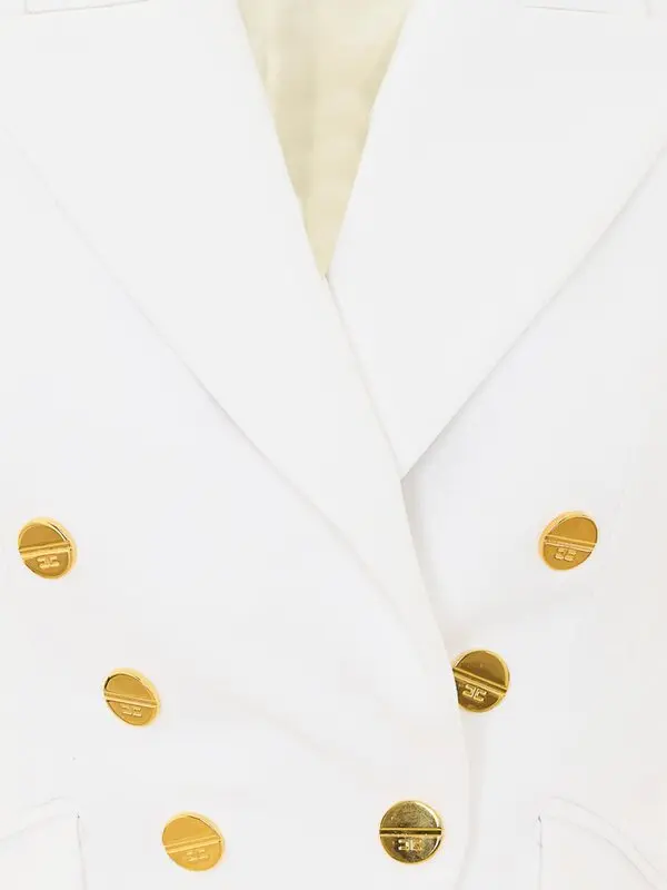 Elisabetta Franchi Slim Fit Double-breasted Blazer With Padded Shoulders - Ivory