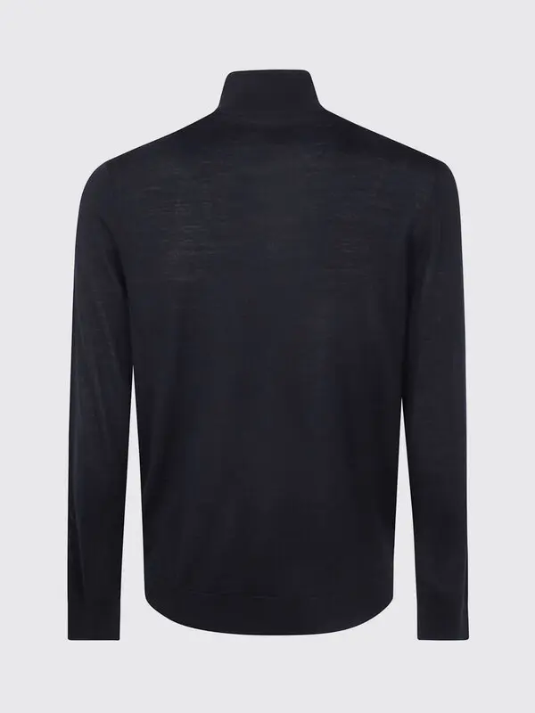 Paul Smith Slim Fit Merino Wool Zip-up Roll Neck Cardigan - Black