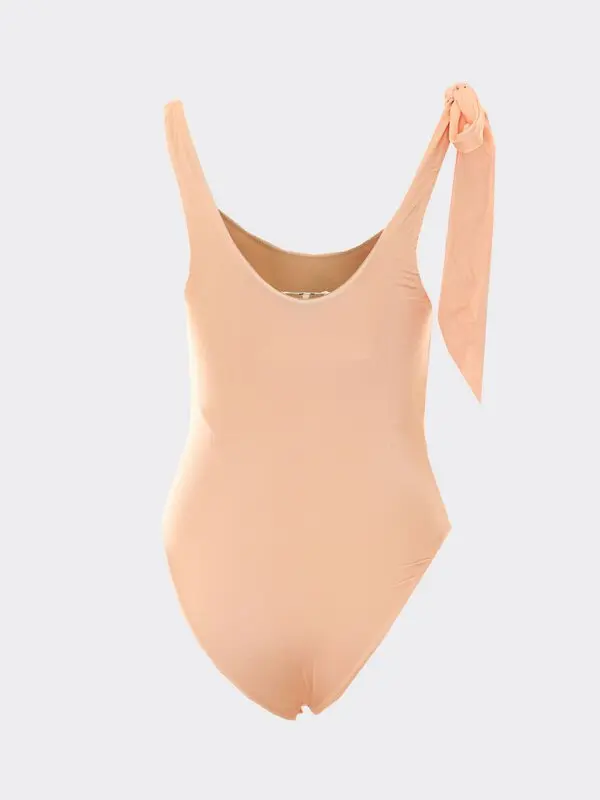 Chloé One-piece Swimsuit With Bow Detail And Slogan Print