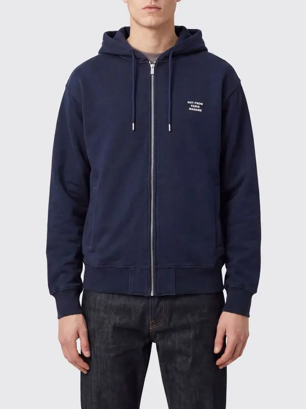 Drole De Monsieur Cotton Zip-up Hoodie With Embroidered Logo
