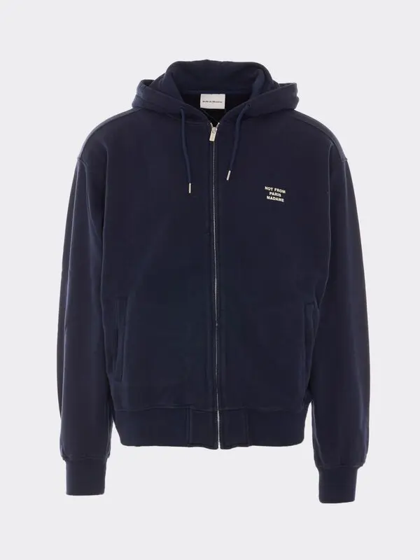 Drole De Monsieur Cotton Zip-up Hoodie With Embroidered Logo