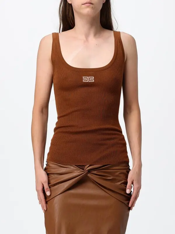 Elisabetta Franchi Ribbed Knit Tank Top - Brown