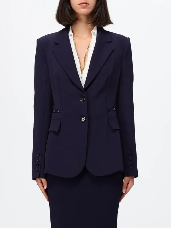 Elisabetta Franchi Cropped Single-breasted Blazer With Peak Lapels And Slim Fit - Blue