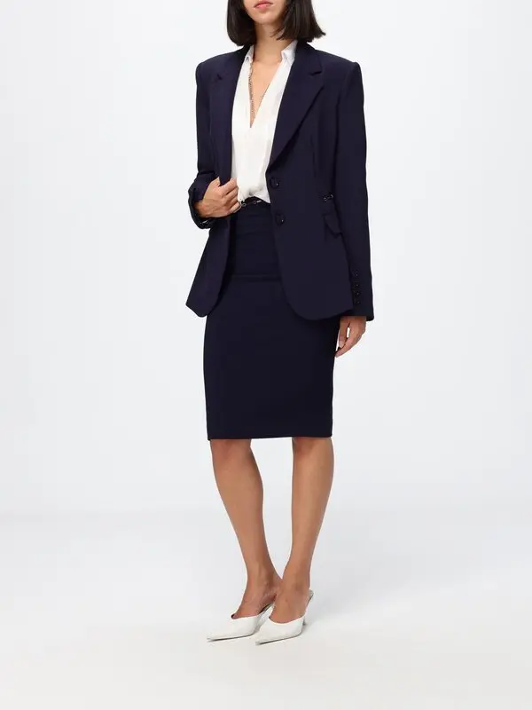 Elisabetta Franchi Cropped Single-breasted Blazer With Peak Lapels And Slim Fit - Blue