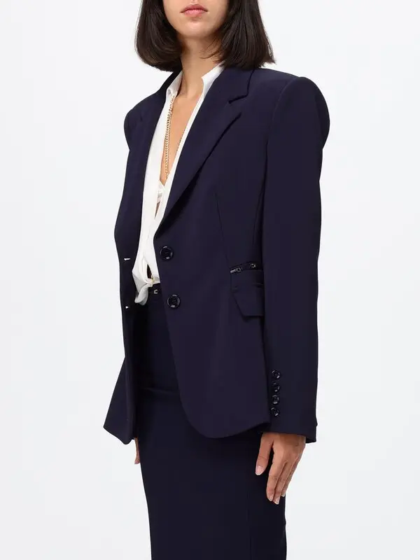Elisabetta Franchi Cropped Single-breasted Blazer With Peak Lapels And Slim Fit - Blue