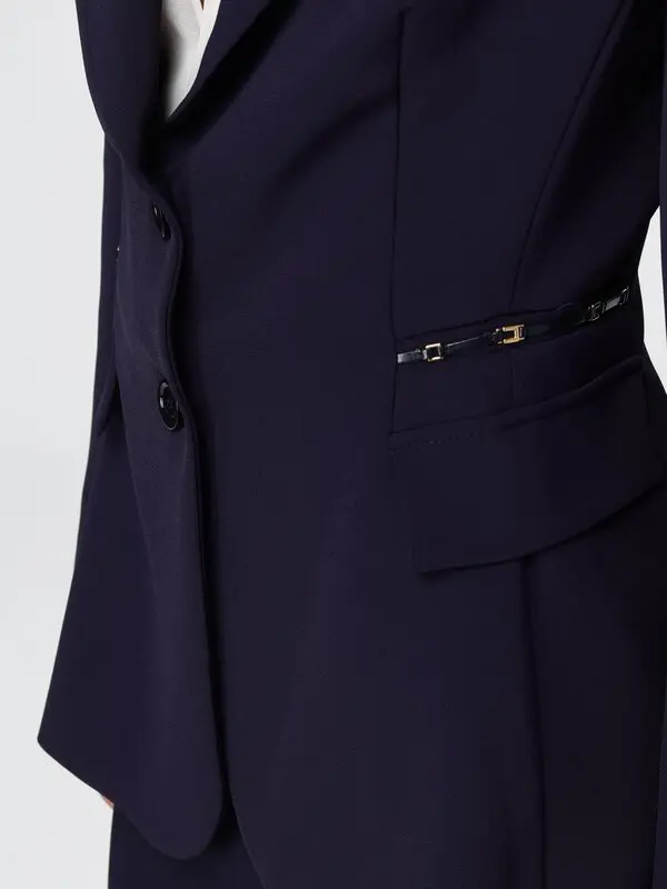Elisabetta Franchi Cropped Single-breasted Blazer With Peak Lapels And Slim Fit - Blue