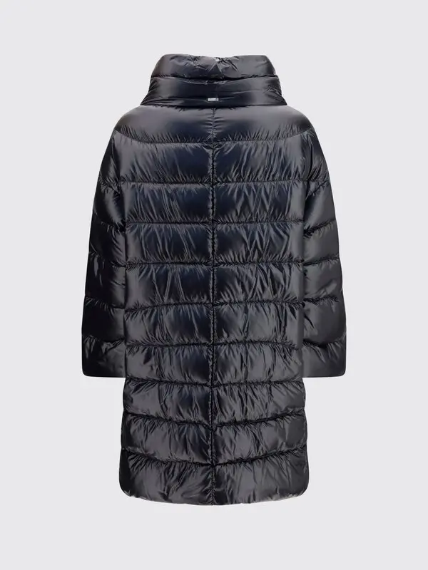 Herno Long Quilted Nylon Puffer Coat With High Neck And Down Padding - Black