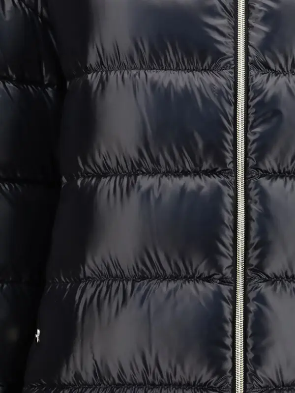 Herno Long Quilted Nylon Puffer Coat With High Neck And Down Padding - Black