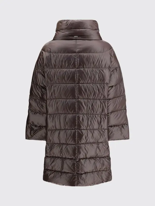 Herno Long Quilted Nylon Puffer Coat With High Neck And Down Padding - Brown