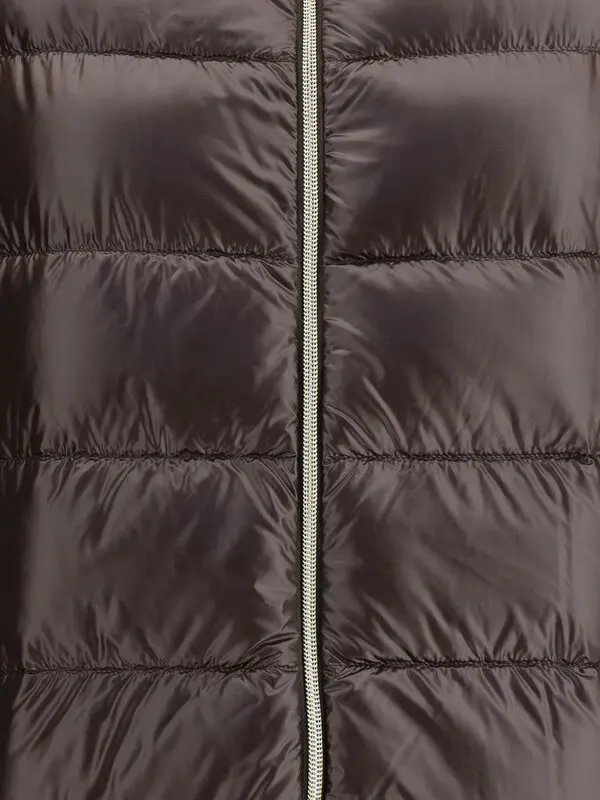 Herno Long Quilted Nylon Puffer Coat With High Neck And Down Padding - Brown