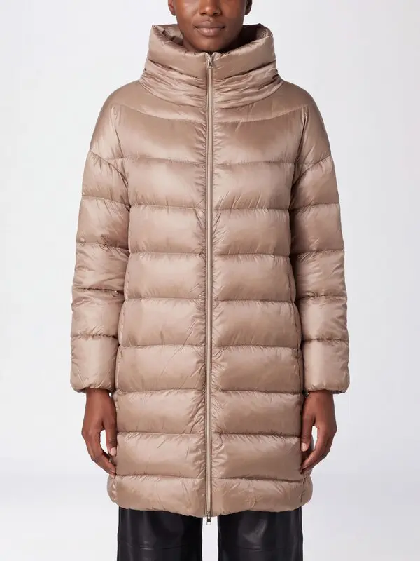 Herno Long Quilted Nylon Puffer Coat With High Neck And Down Padding - Dove Grey