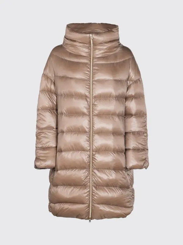 Herno Long Quilted Nylon Puffer Coat With High Neck And Down Padding - Dove Grey