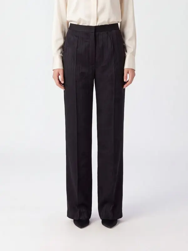 FORTE_FORTE High-waisted Floral Print Palazzo Trousers - Blue