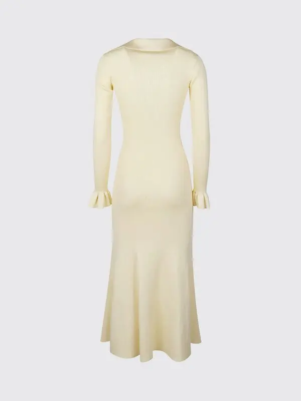 SELF-PORTRAIT Slim Fit Knit Midi Dress With Jewelled Buttons And Shawl Collar