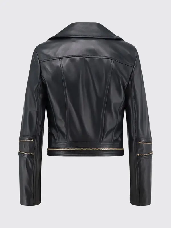 Elisabetta Franchi Slim-fit Leather Biker Jacket With Asymmetrical Zip - Black