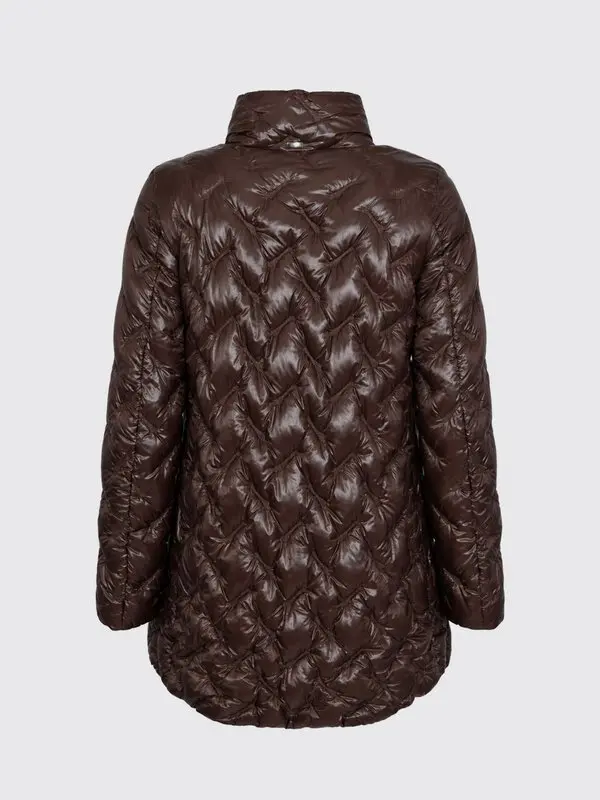 Herno Slim Fit Long Quilted Nylon Puffer Coat With High Neck And Zip - Brown