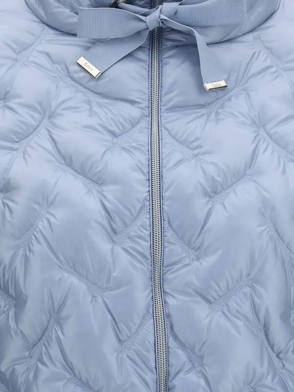 Herno Slim Fit Long Quilted Nylon Puffer Coat With High Neck And Zip