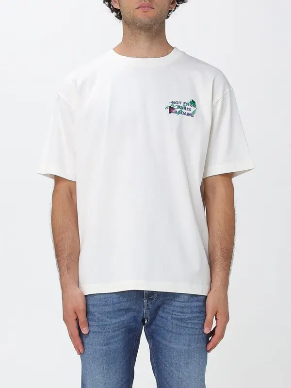 Drole De Monsieur Slogan Print Cotton T-shirt With Dropped Shoulders - White