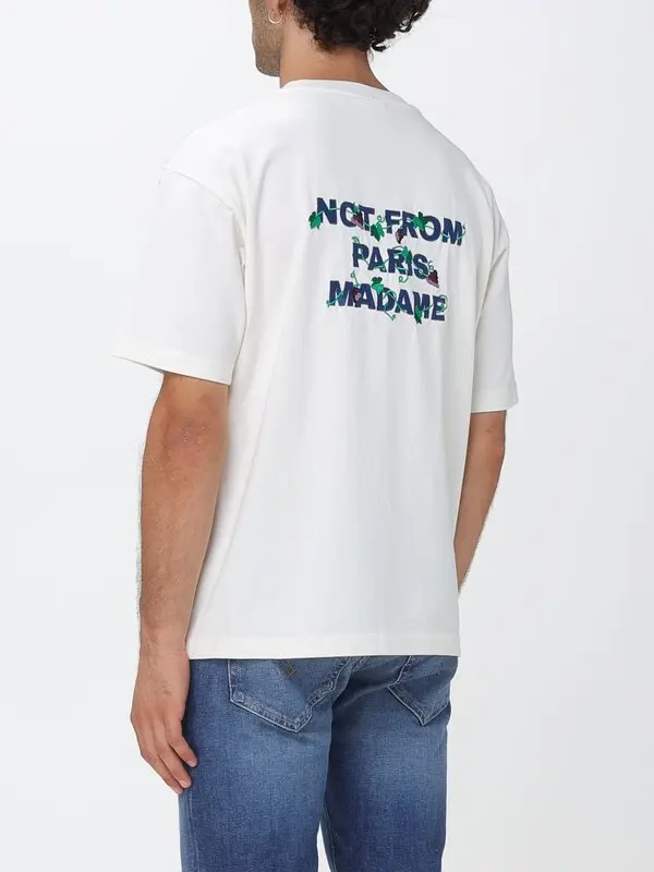 Drole De Monsieur Slogan Print Cotton T-shirt With Dropped Shoulders - White