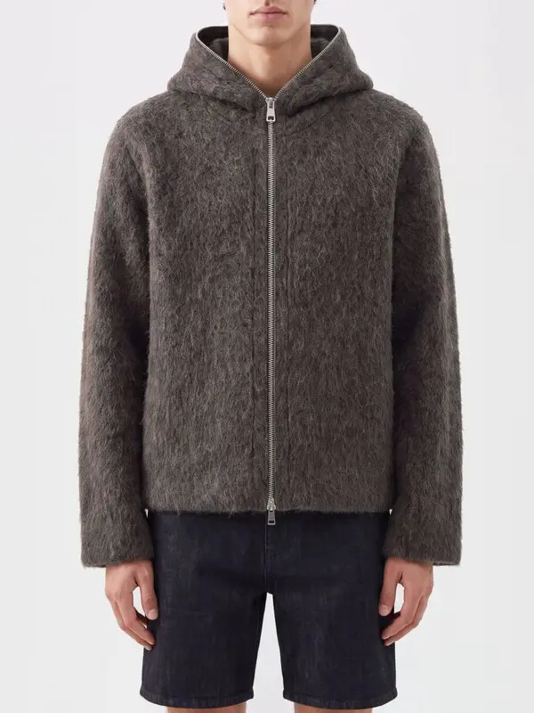 Our Legacy Wool And Alpaca Blend Zip-up Hooded Cardigan - Grey