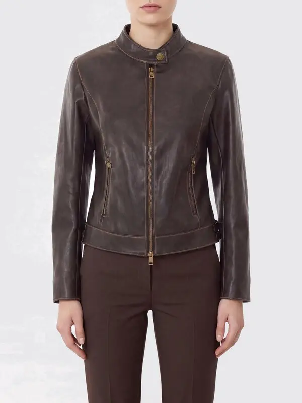 Liu Jo Faux Leather Biker Jacket With High Collar
