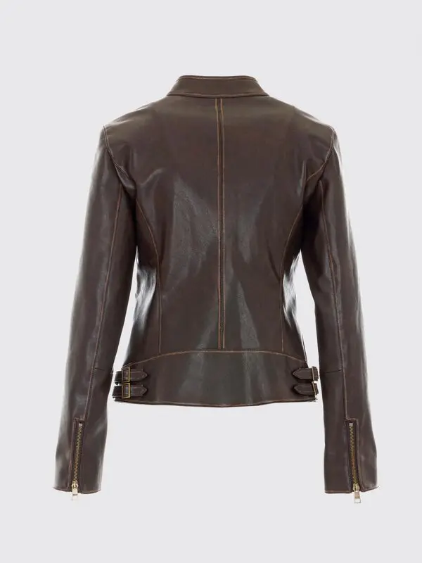 Liu Jo Faux Leather Biker Jacket With High Collar