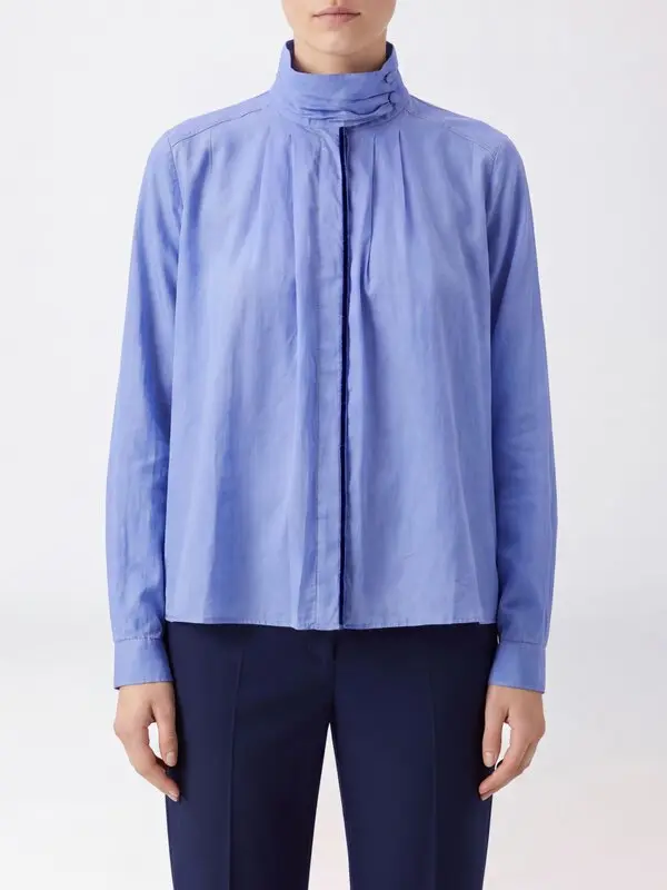 FORTE_FORTE High Neck Blouse - Blue