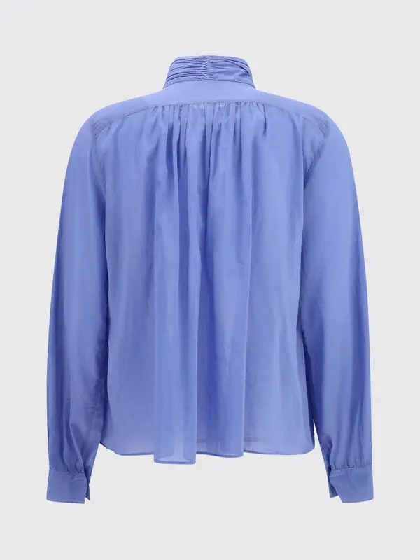 FORTE_FORTE Cotton And Silk Blend High-neck Long-sleeved Shirt - Blue