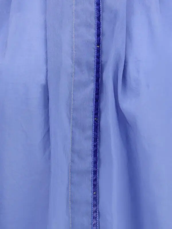 FORTE_FORTE Cotton And Silk Blend High-neck Long-sleeved Shirt - Blue