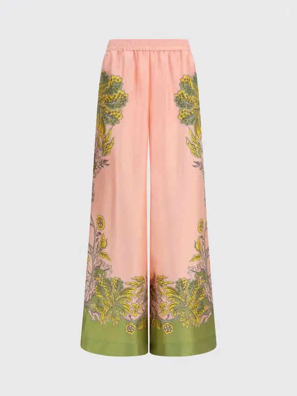 La DoubleJ High-waist Floral Silk Palazzo Trousers