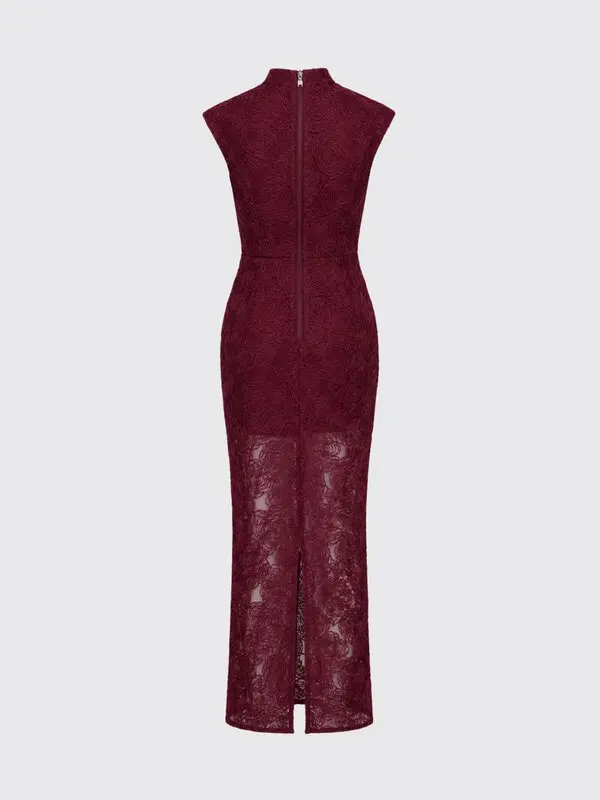 ROTATE BY BIRGER CHRISTENSEN Sleeveless High-neck Lace Midi Sheath Dress