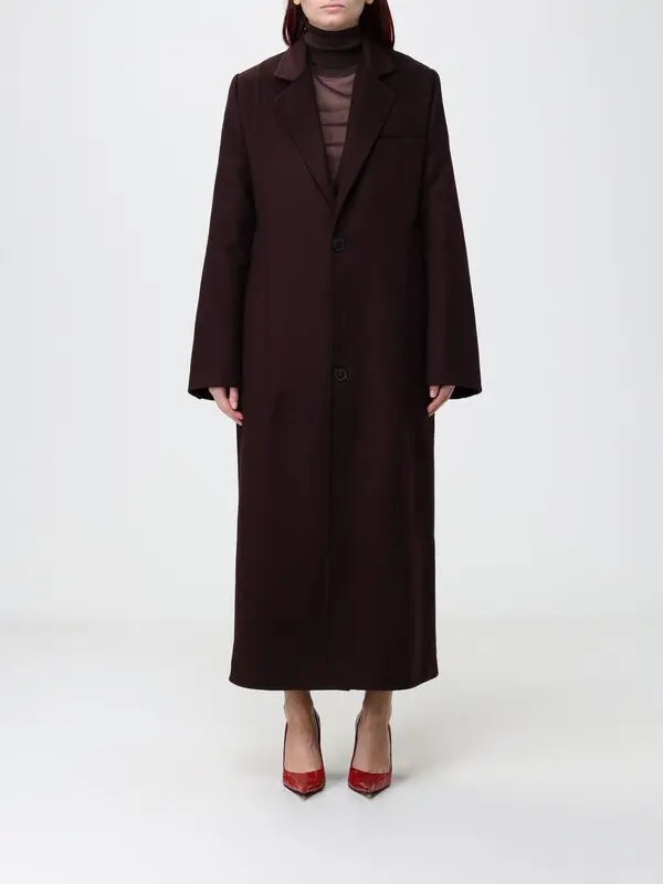 Victoria Beckham Single-breasted Long Virgin Wool Blend Coat - Red