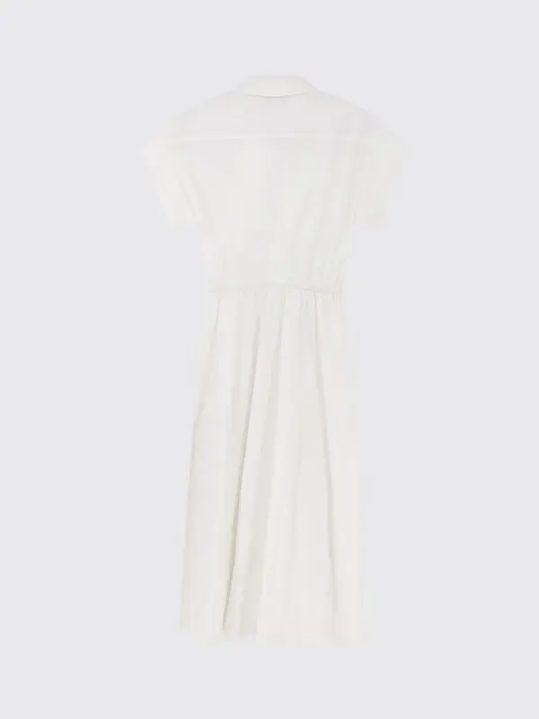 Tory Burch Midi Chemisier Dress In Cotton With Revere Collar And A-line Silhouette