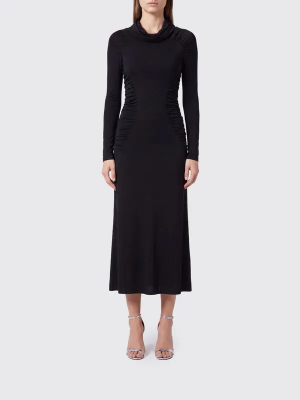 Victoria Beckham Asymmetric Long-sleeve Jersey Midi Dress