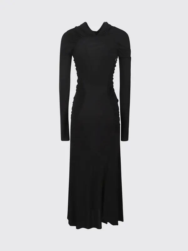 Victoria Beckham Asymmetric Long-sleeve Jersey Midi Dress