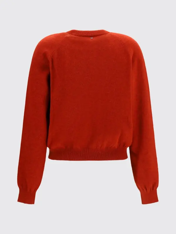 FERRAGAMO Merino Wool Crewneck Sweater With Cut-out Detail And Tie - Brick Red