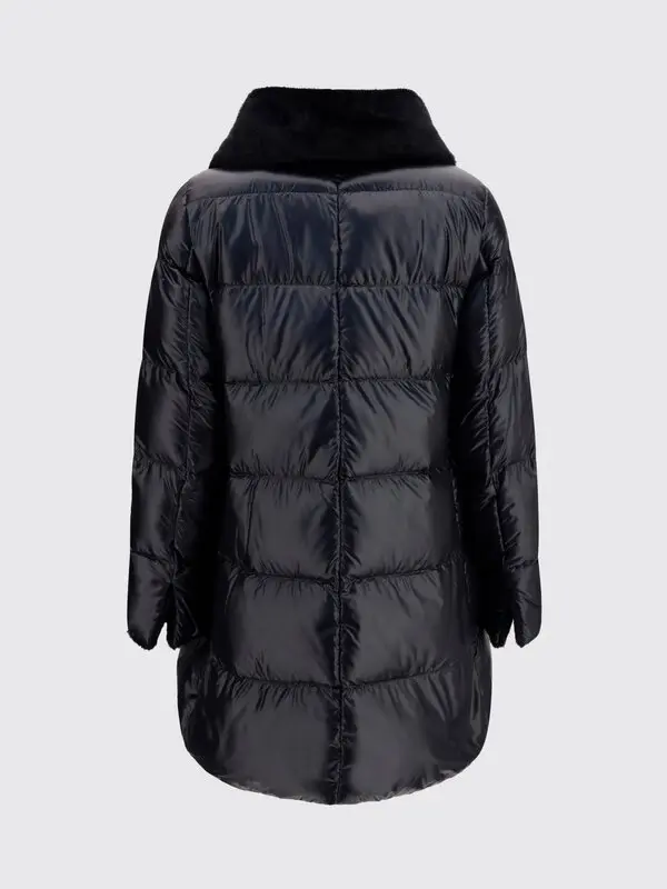 Herno Water-repellent Quilted Nylon Short Down Jacket With Fur Collar - Black