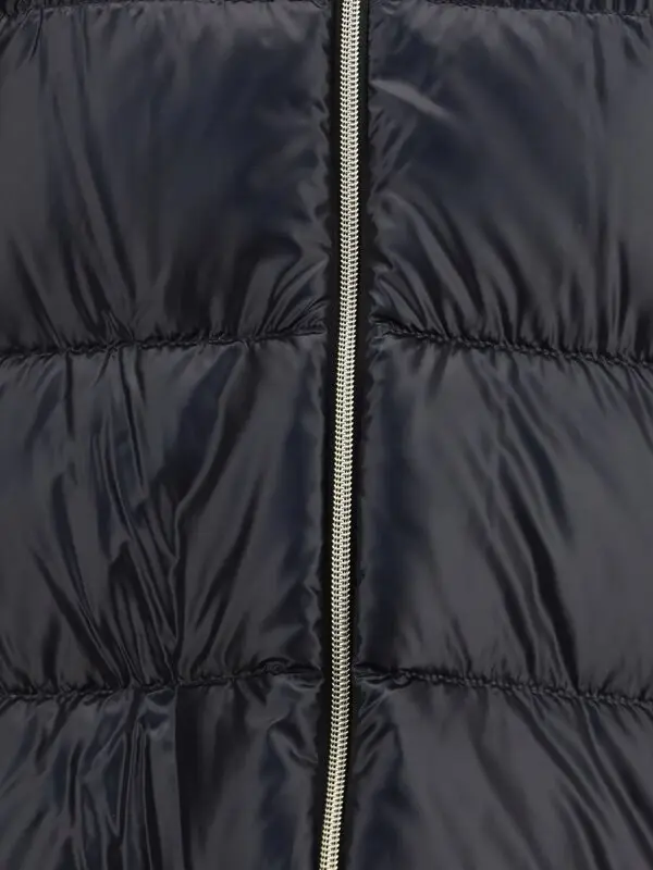 Herno Water-repellent Quilted Nylon Short Down Jacket With Fur Collar - Black