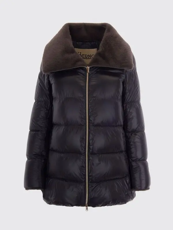 Herno Water-repellent Quilted Nylon Down Jacket With Fur Collar - Grey